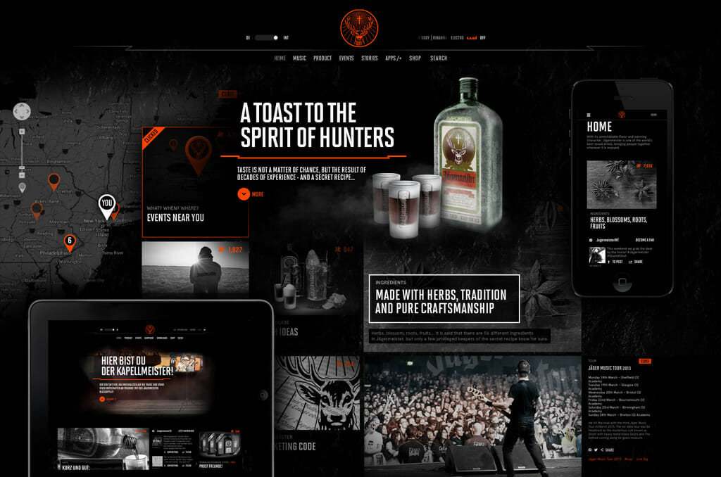 jägermeister website with focus on human centricity.